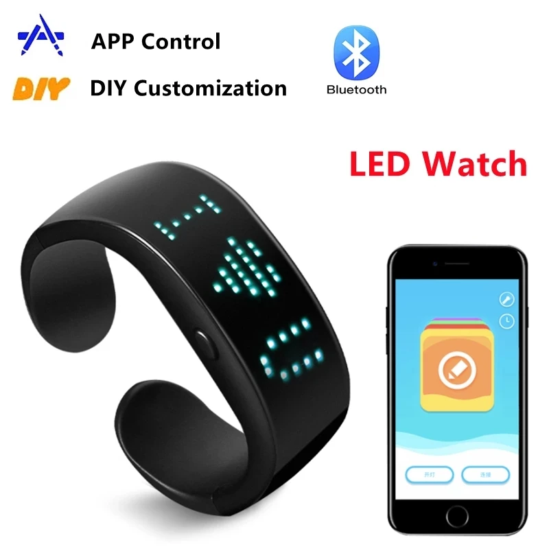 Bluetooth LED Wristband USB Rechargeable APP Programmable Glowing ...