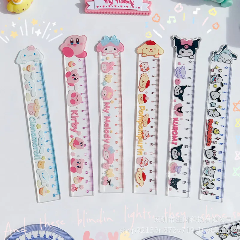 15cm-Cartoon-Cute-Sanrio-Cinnamoroll-Kuromi-My-Melody-Ruler-Students ...