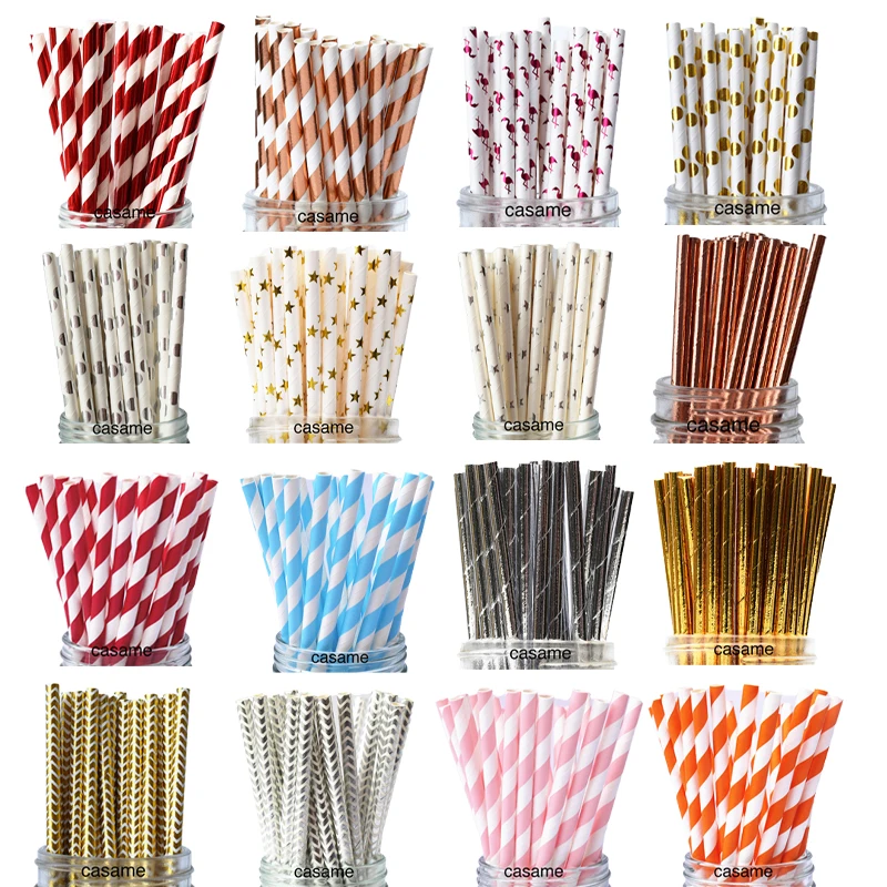 25pcs Color Paper Straws Party Supply Colorful Mixed Paper Straw Kids ...