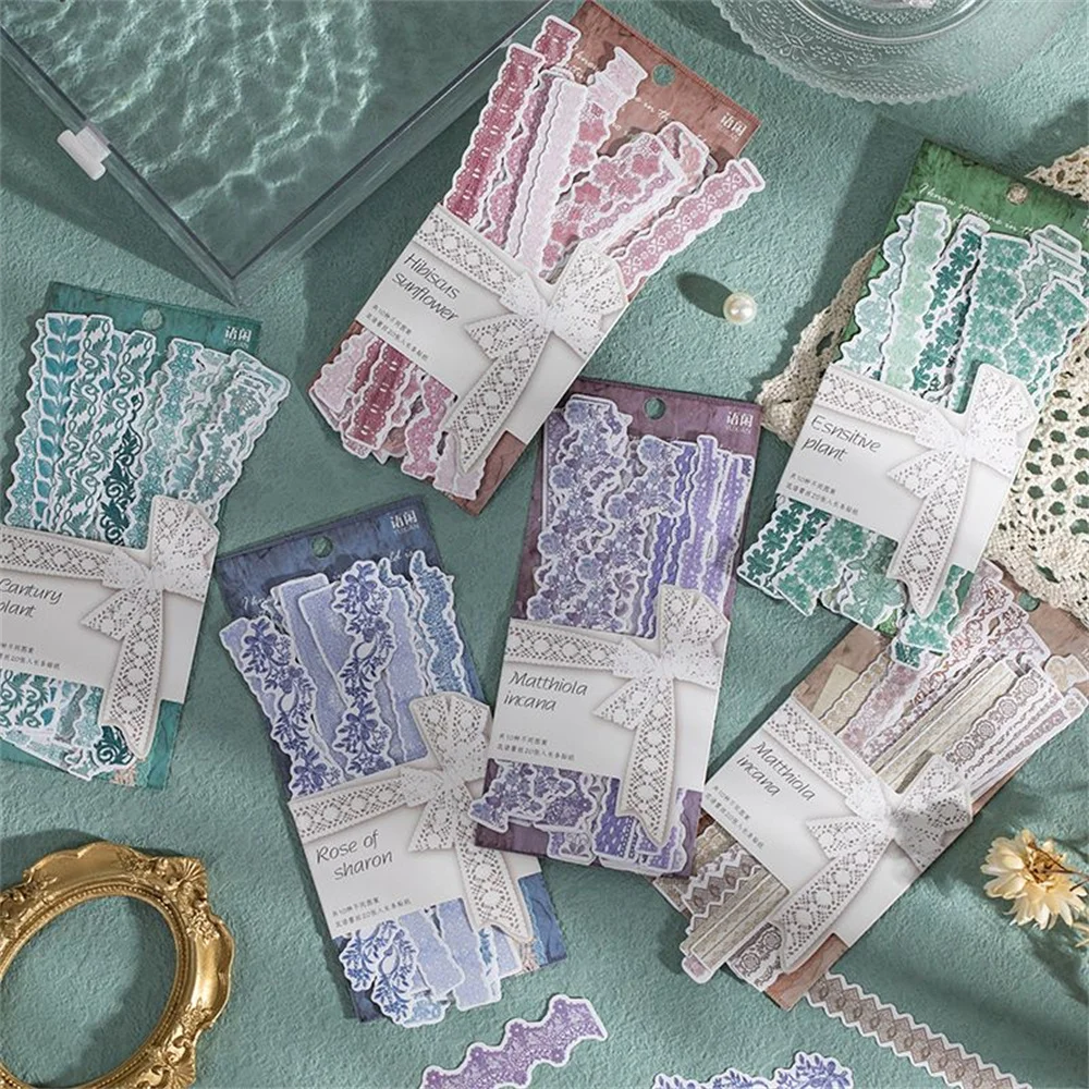 20pcs/pack Flower Lace Sticker Korean Stationery Stickers DIY ...