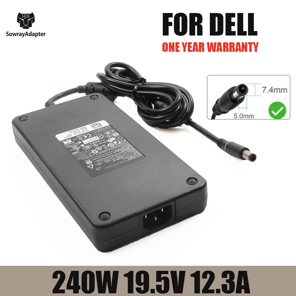 Adaptador de energia AC portátil, 19.5v, 12.3a, 240w, 7.4x5.0mm, adp 240ab d, dell alienware ...