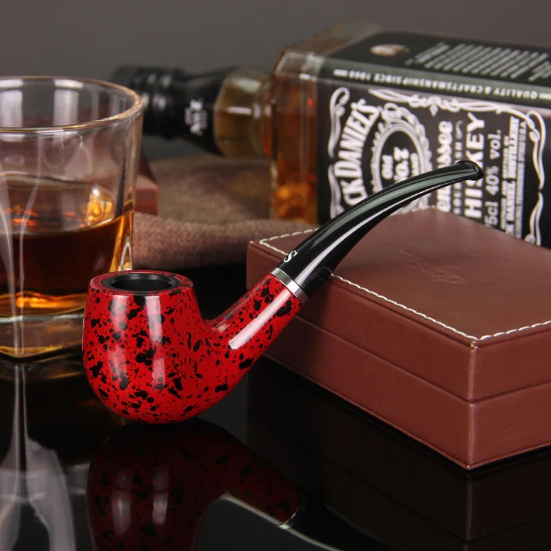 Juego de Pipa de madera de ébano para fumar, pipa de tabaco marrón ...