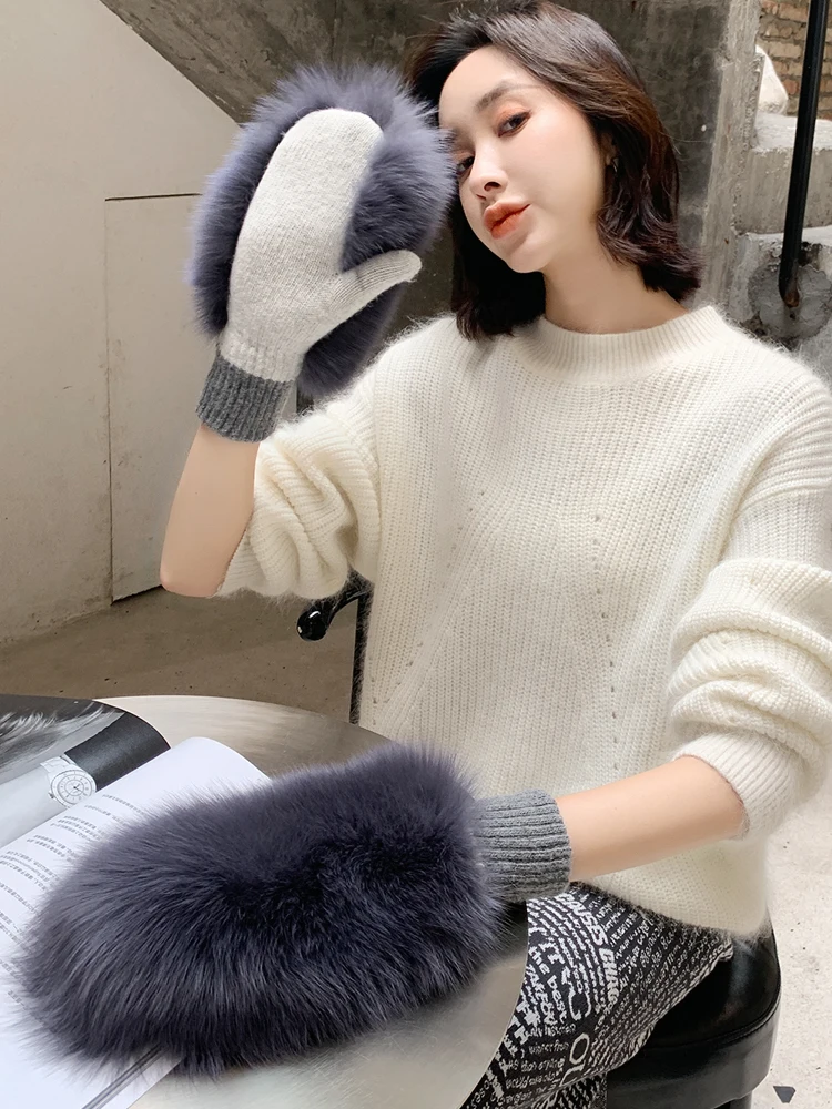 ICYMI-New-Women-100-Real-Knitted-Thick-Genuine-Fox-Fur-Mittens-Winter ...