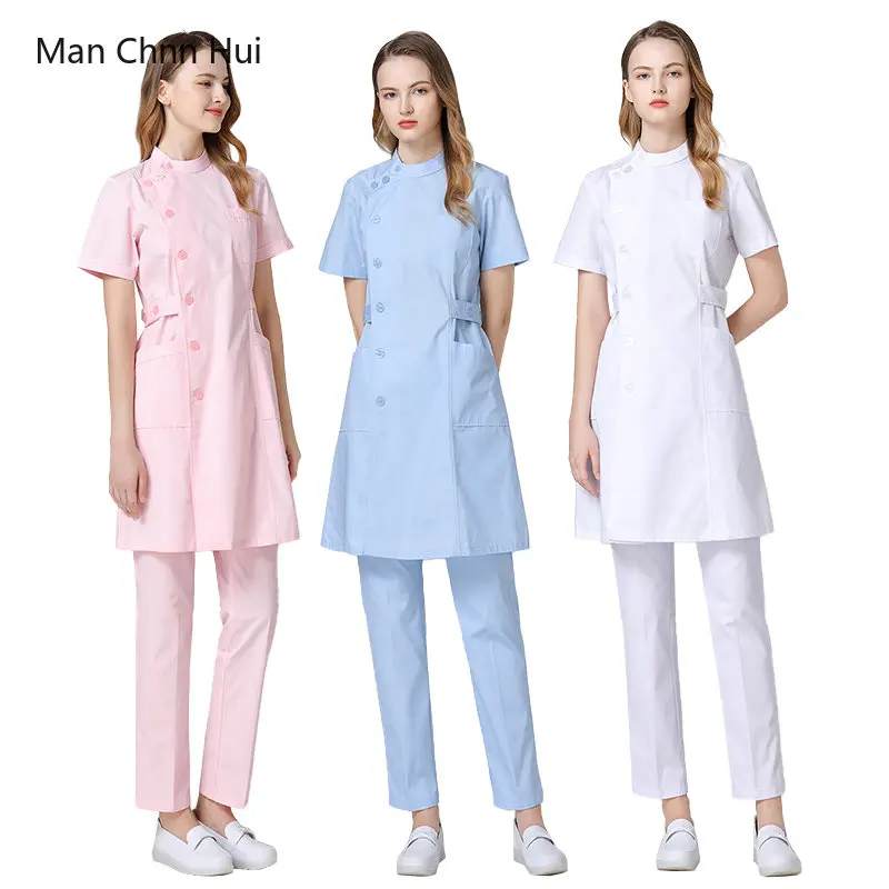 Medical-Uniform-Nurse-Outfit-Lab-Robe-Beauty-Salon-Receive-Waist ...