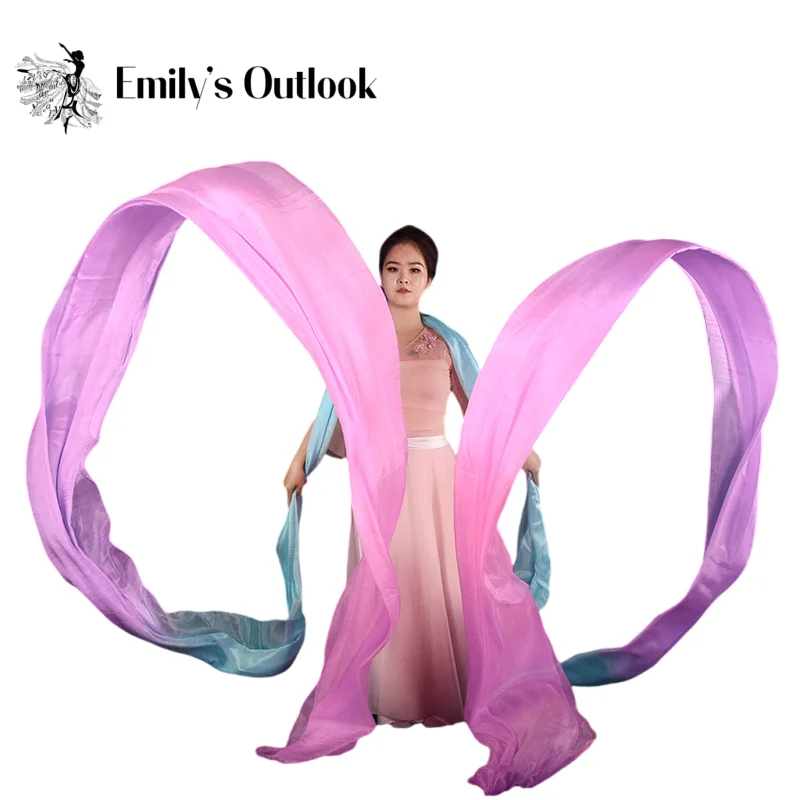 100% Real SIlk Streamer 12M Dunhuang Feitian Dance Props With Rod Flowy ...