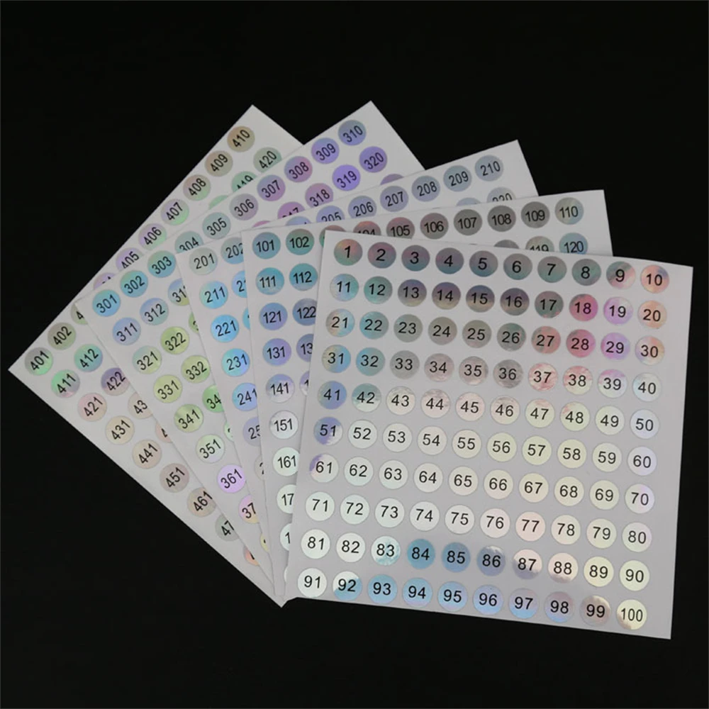 5-Sheets-1-500-Number-Stickers-Waterproof-Laser-Number-Round-Label ...