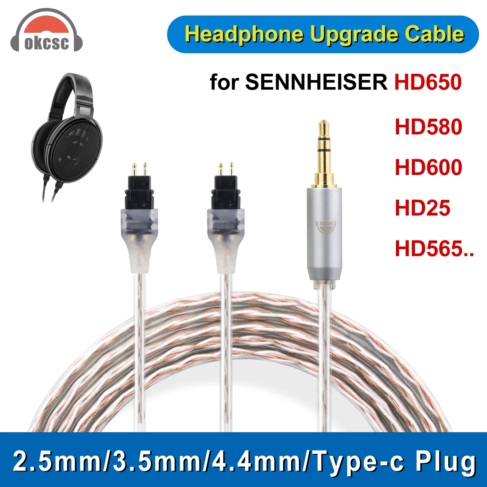 OKCSC-Replacement-Cable-for-SENNHEISER-HD580-HD600-HD650-HD25-HD660S ...