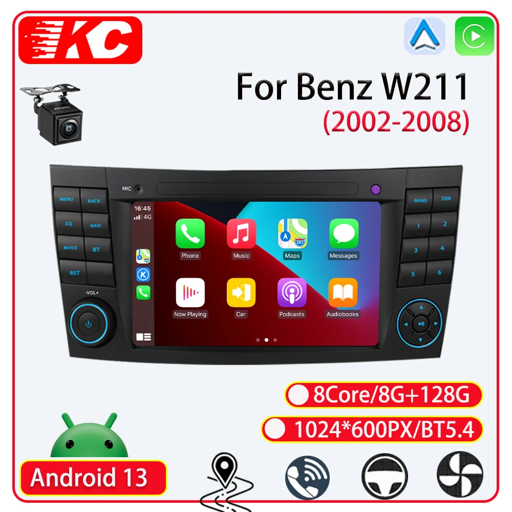For Benz W211(2002-2008) (7 inch Screen ) Car Radio Android 13 Wireless ...