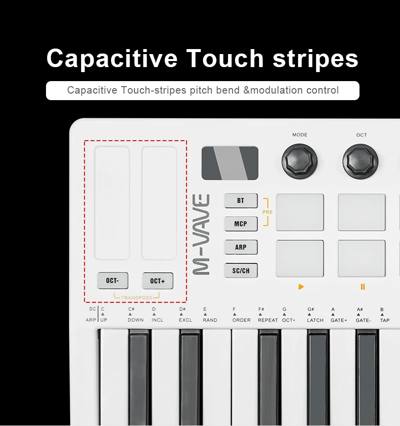 M-VAVE II MIDI Pad контроллер клавиатура USB Mini 25 клавиш, 16 RGB ...