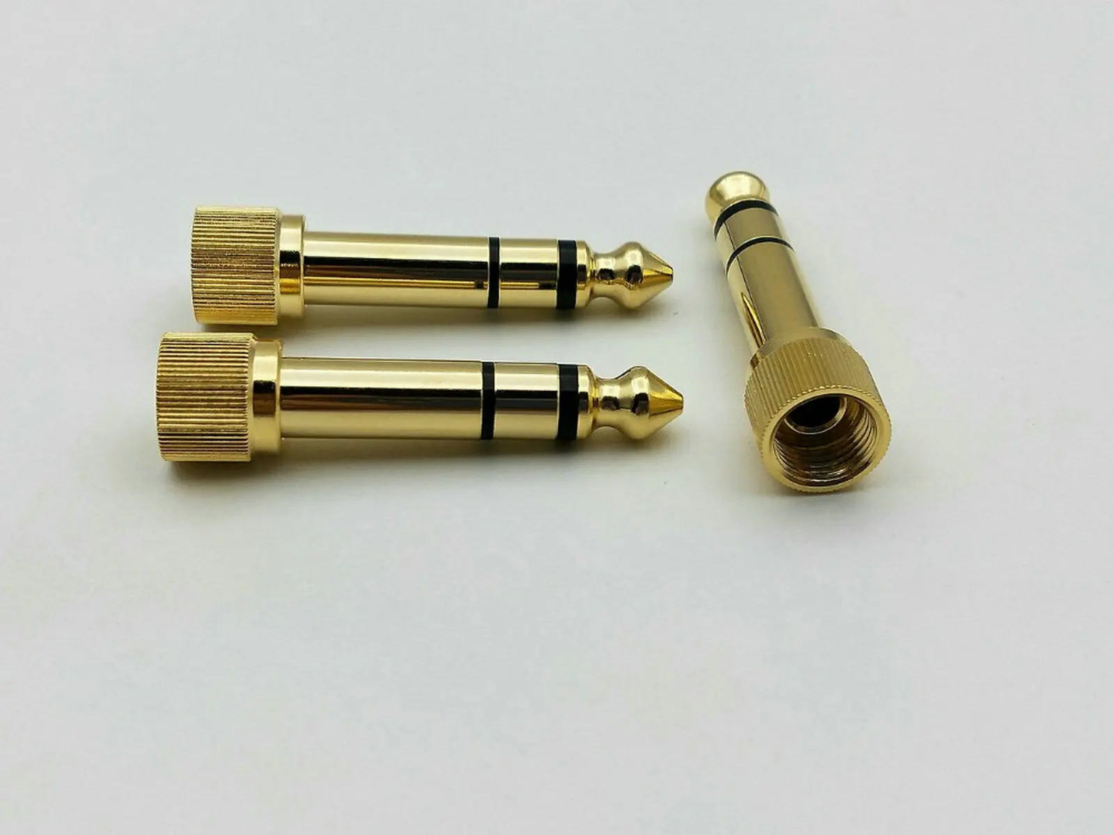 2pcs brass Gold 1/4" 6.35mm to 3.5mm plug Stereo Audio Headphone screw ...