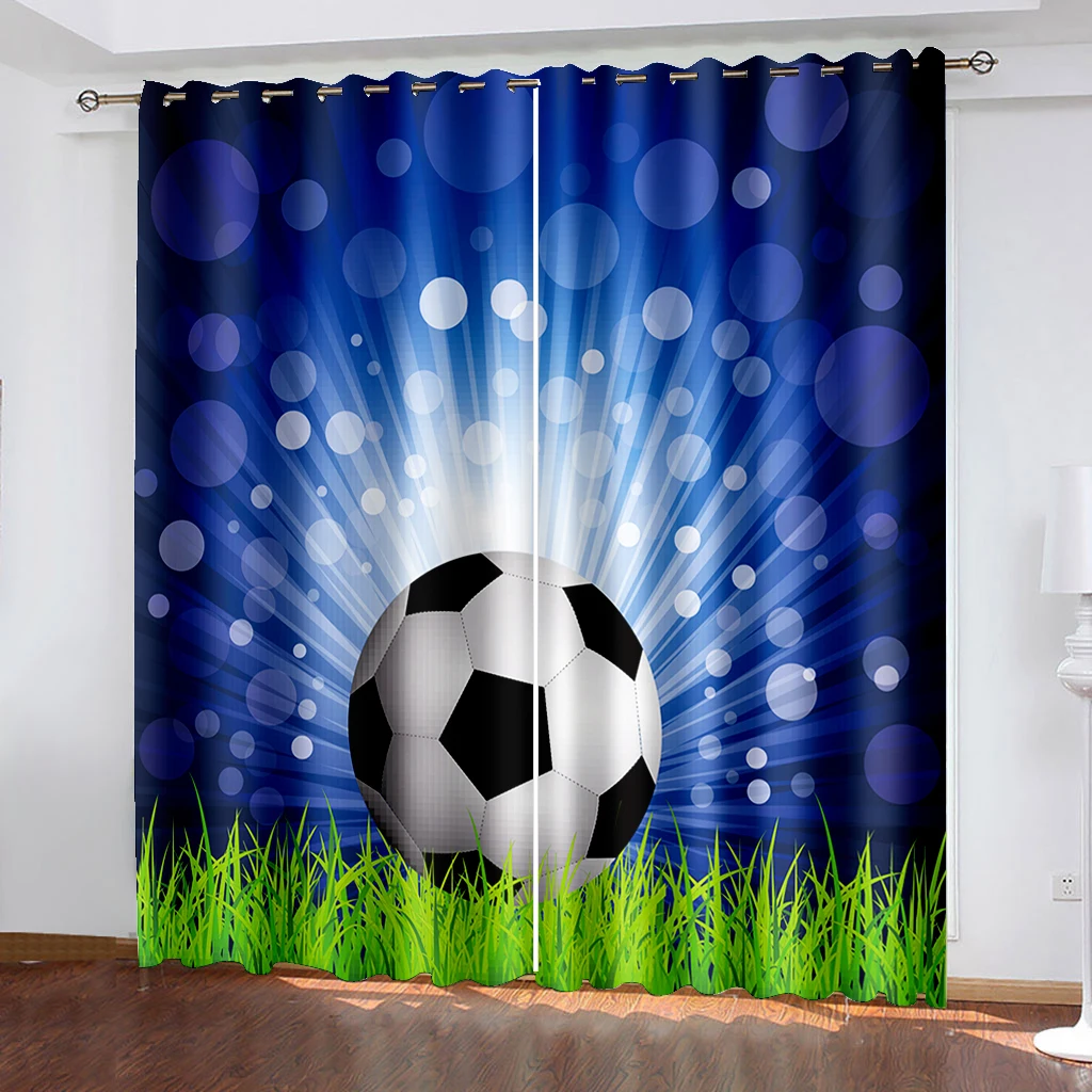 Cartoon Football Polyester Material Thin Sunshade Curtains For Children ...