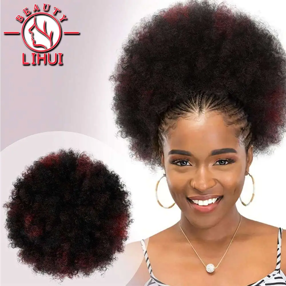 Postiche Chignon synthétique pour femmes, postiche Afro courte ...
