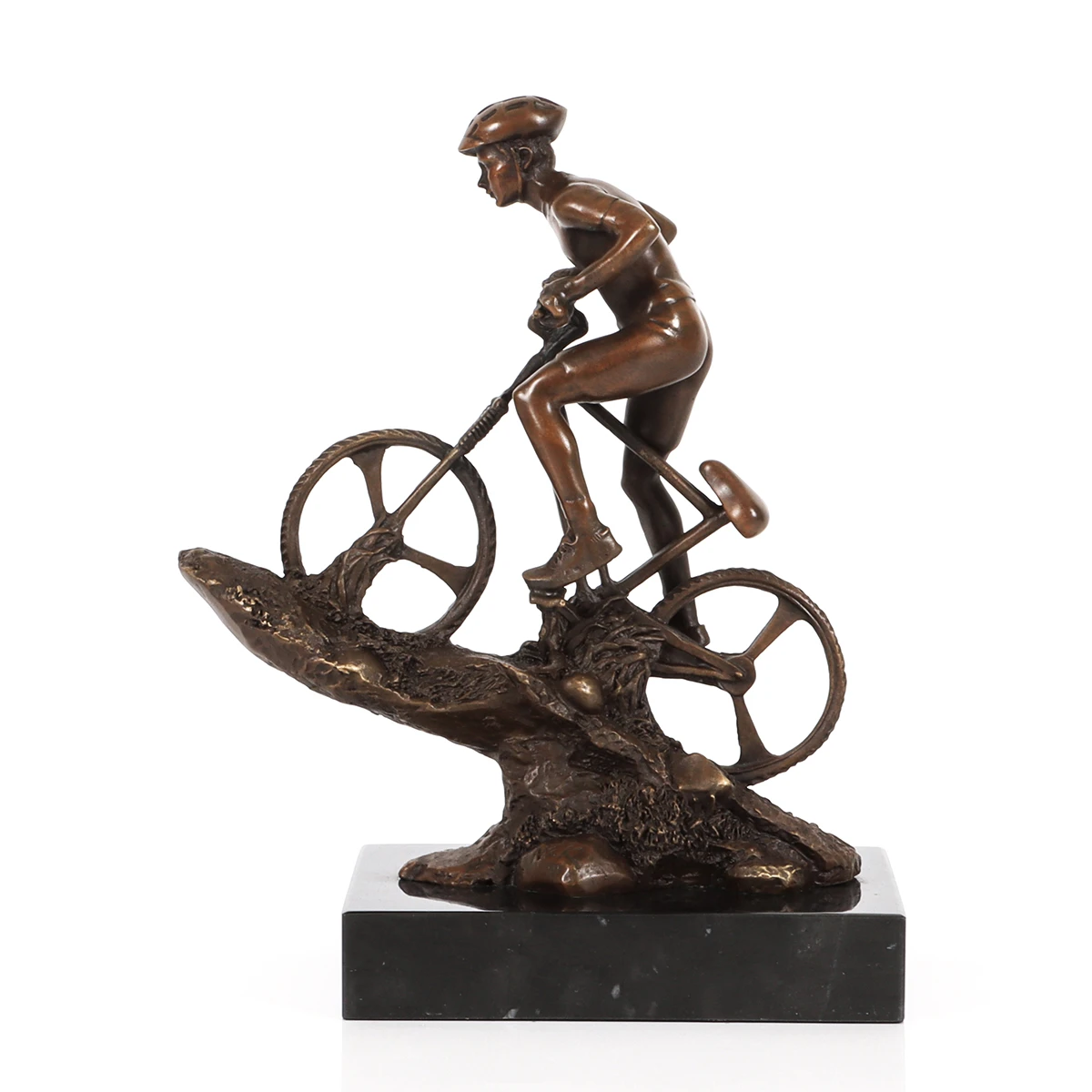 Man Riding Mountain Bike Bronze Sculpture Male Cyclist Statue Sport ...