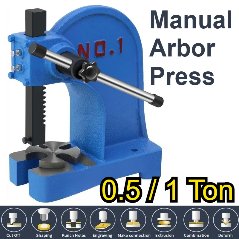 0.5/1 Ton Manual Arbor Press 5.5" Maximum Height Heavy Duty Cast Iron ...