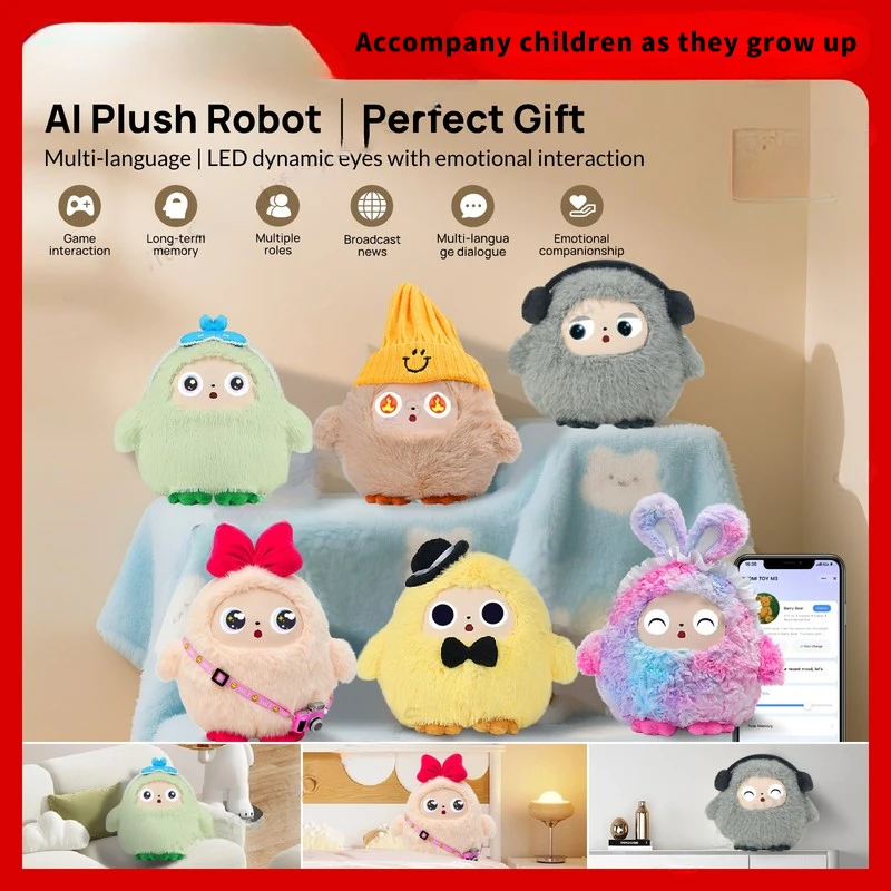 NEW HOT AI Plush Toy W/Smart Voice&LED Eyes,Interactive Companion for ...