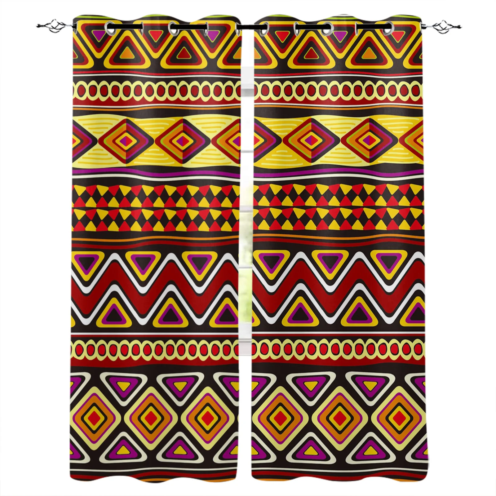 Triangle African Art Ethnic Blackout Curtains Window Curtains For ...