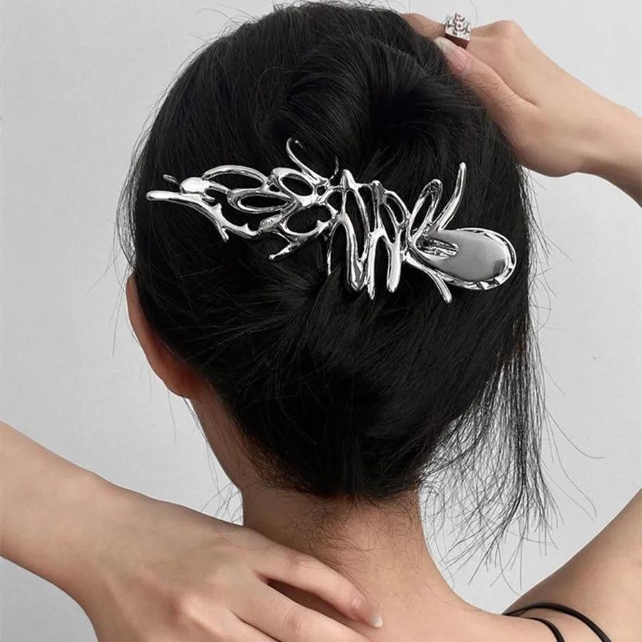 2023-Fashion-Metal-Liquid-Hollow-Hair-Clip-For-Women-Back-Head-Grab ...
