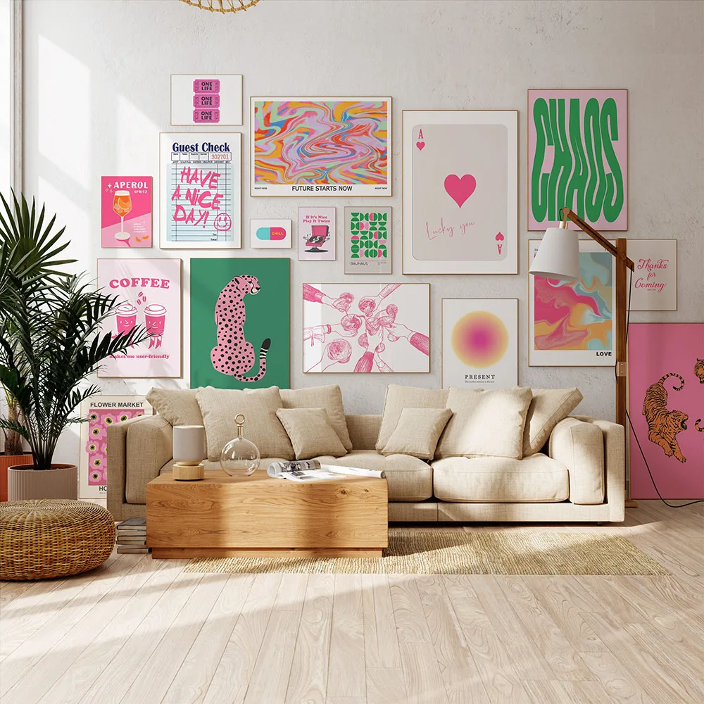 Retro-Eclectic-Gallery-Wall-Art-Picture-Decor-Modern-Colorful-Preppy ...