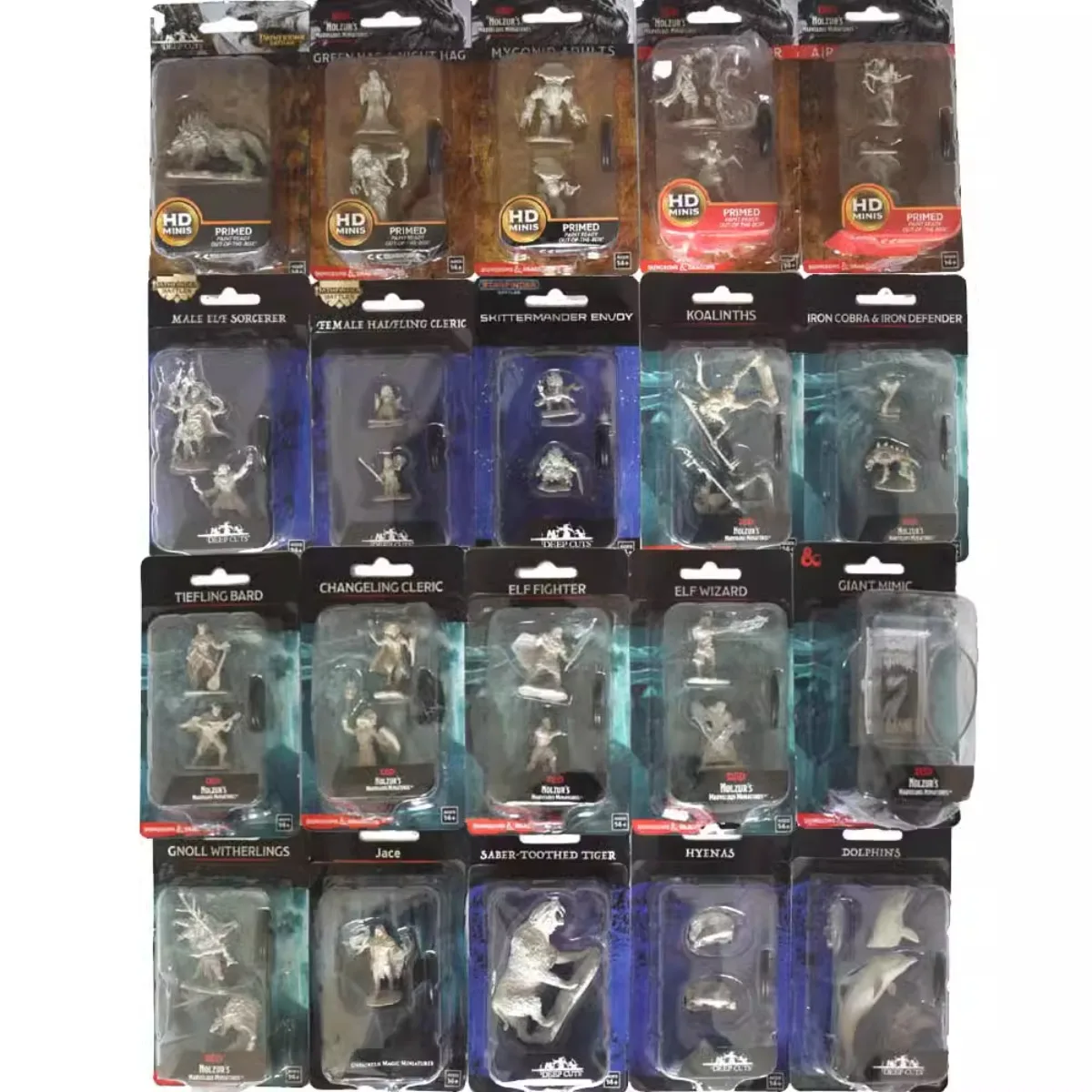 TRPG board game boxed miniatures ELF FIGHTER WIZARD SORCERER DIREWOLF ...