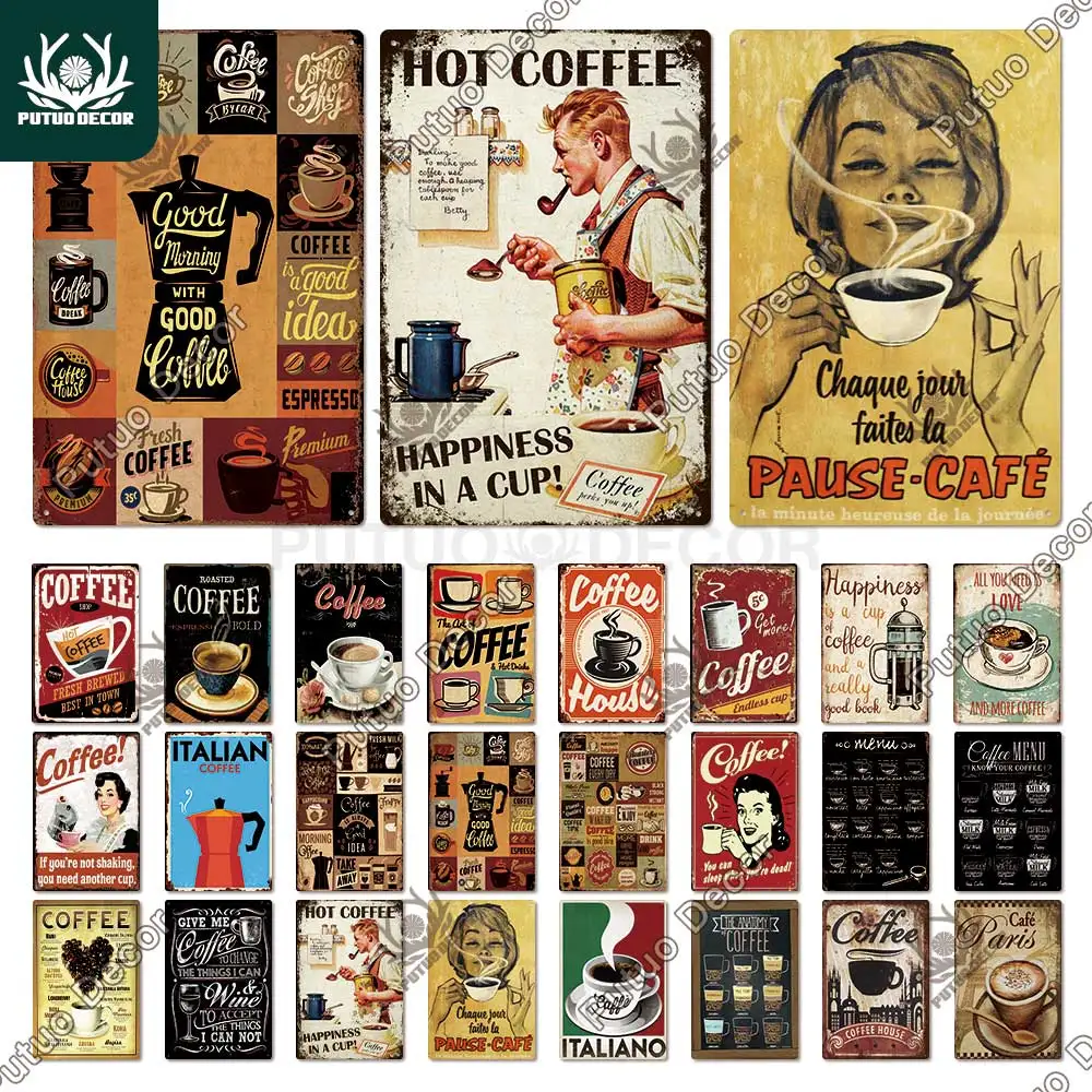 Putuo-Decor-Coffee-Tin-Sign-Vintage-Plaque-Metal-Plate-Retro-Wall-Art ...