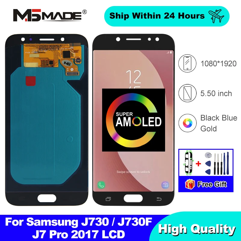 AMOLED For Samsung Galaxy J7 Pro 2017 J730 J7 2017 J730F LCD Digitizer Replacement Parts For ...