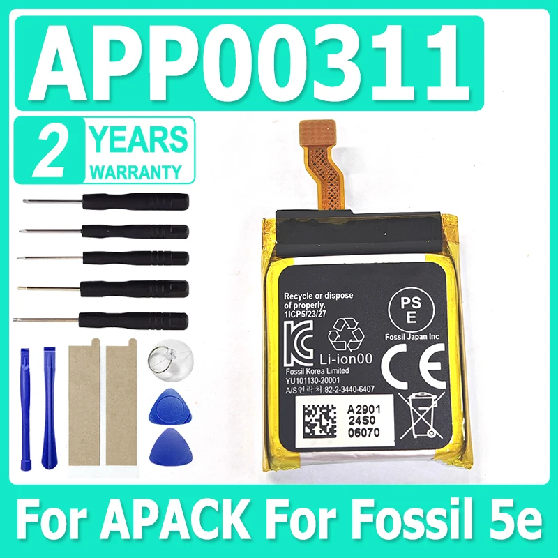 Nouvelle batterie APP00311 pour Fossil APACK + outils (Année 2026 ...