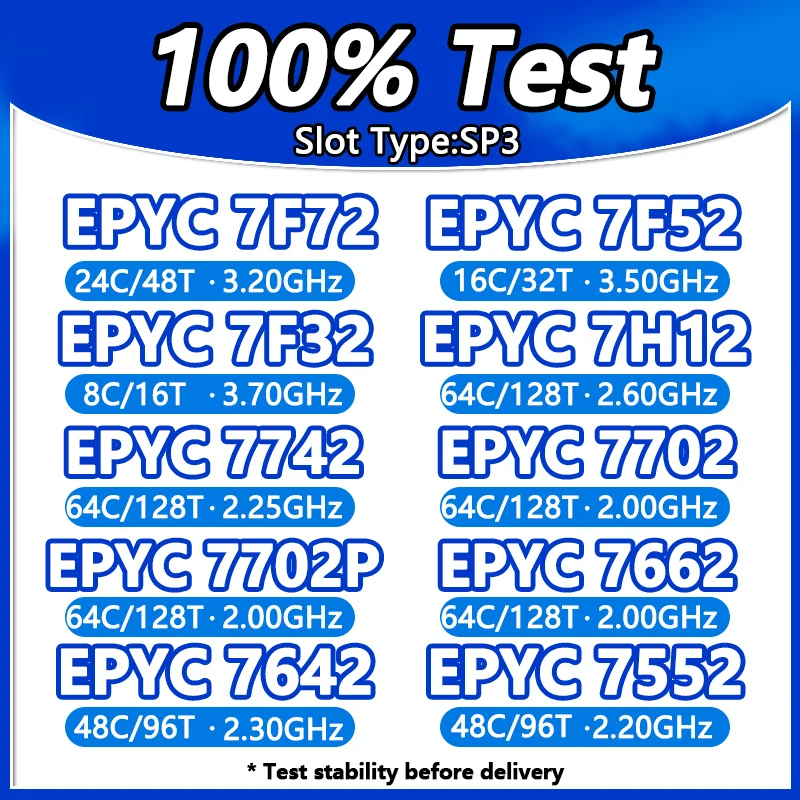 7F72 7F52 7F32 7H12 7742 7702 7702P 7662 EPYC 7642 7552 Socket SP3(4094 ...