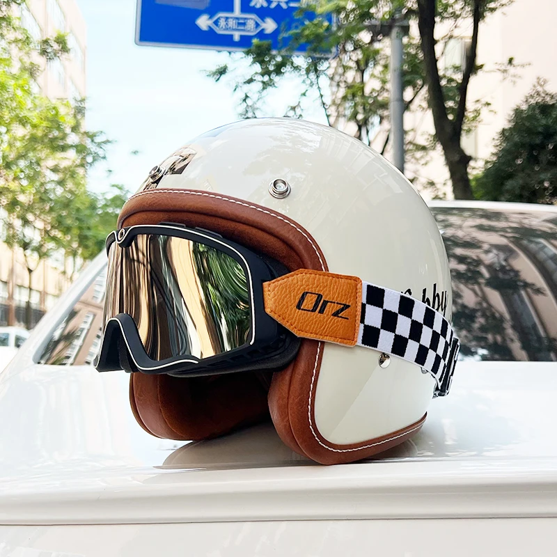 Vintage motorcycle helmet 3/4 half helmet certified motorcycle helmet ...