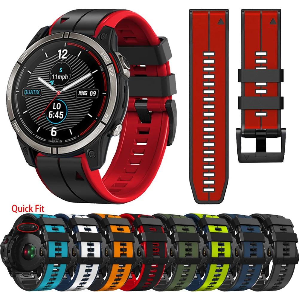 26mm-22mm-Quick-Fit-Sports-Silicone-Strap-For-Garmin-Quatix-7-7X-6-5-3 ...