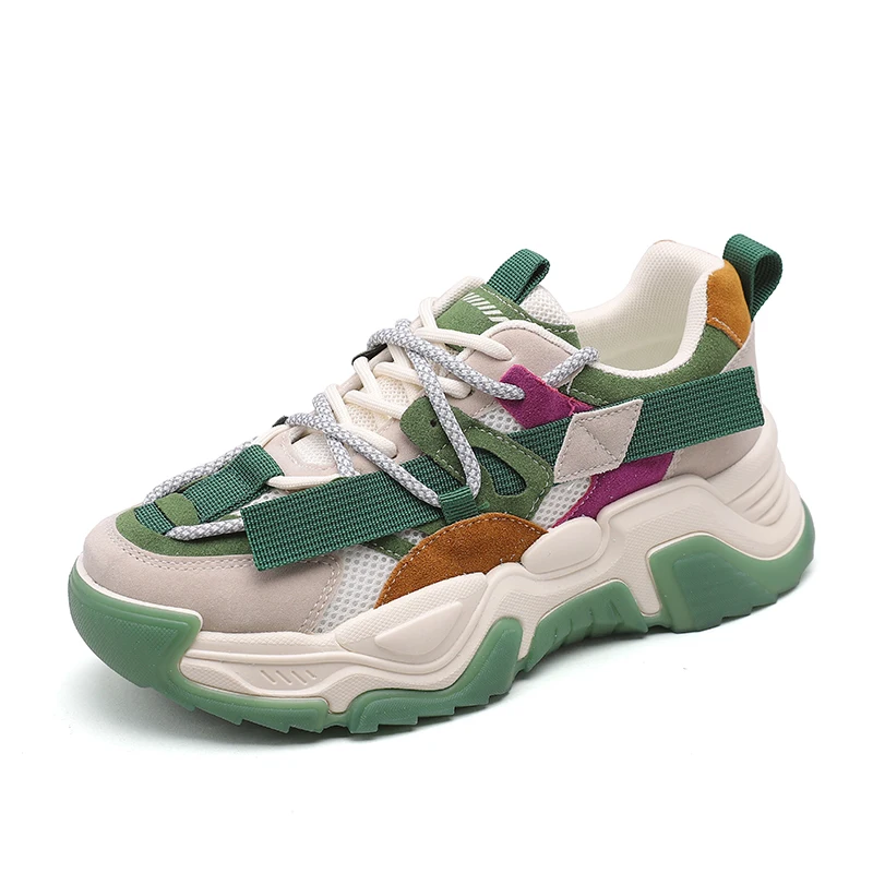 2022 Autumn Green Platform Snakers Shoes Woman New Laides Fashion ...