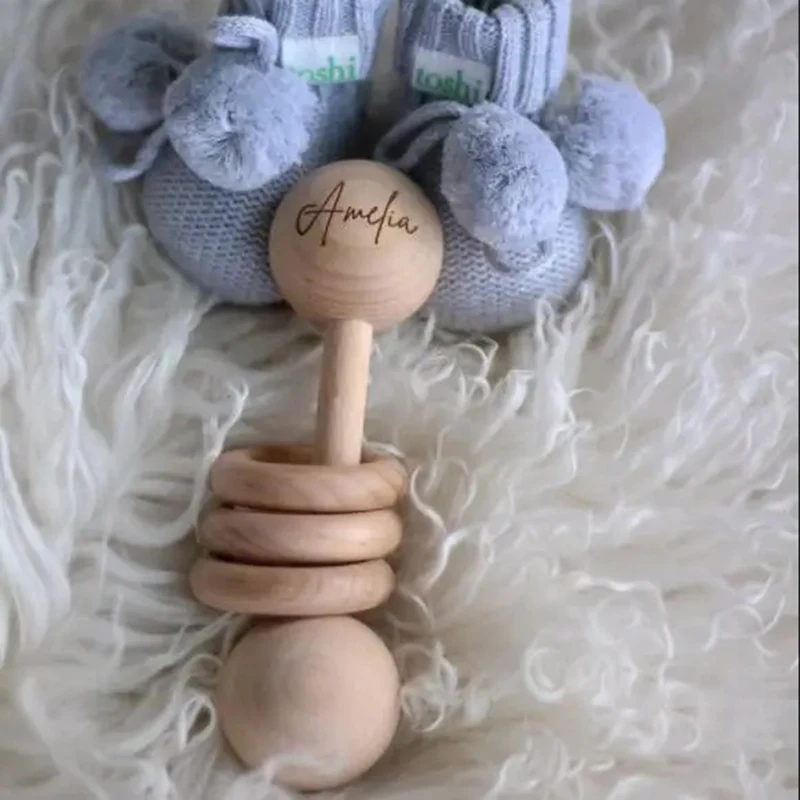 Personalised-wooden-rattle-Wooden-baby-rattle-Baby-keepsake-Baby-shower ...