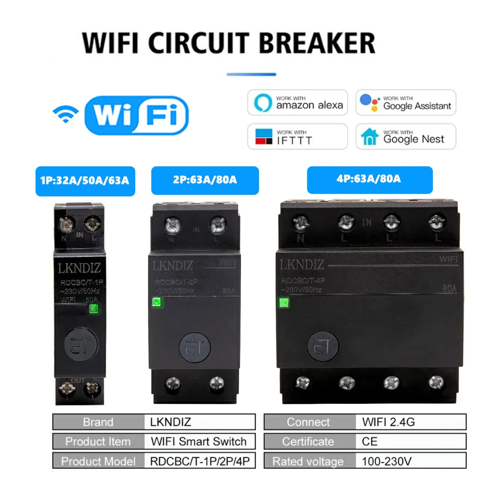 DIN-Rail-Smart-WiFi-Circuit-Breaker-Remote-by-Smart-Life-APP-TUYA-Voice ...
