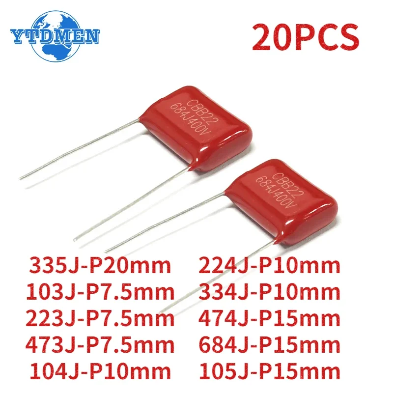 20PCS-CBB-Capacitor-400V-CBB-Polypropylene-Film-Capacitors-Kit-103-473 ...