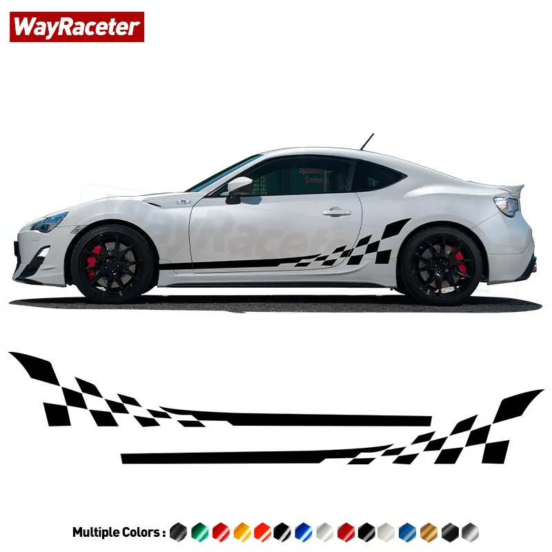 2-Pcs-Racing-Sport-Lattice-Door-Side-Stripe-Sticker-Carbon-Fiber-Vinyl ...