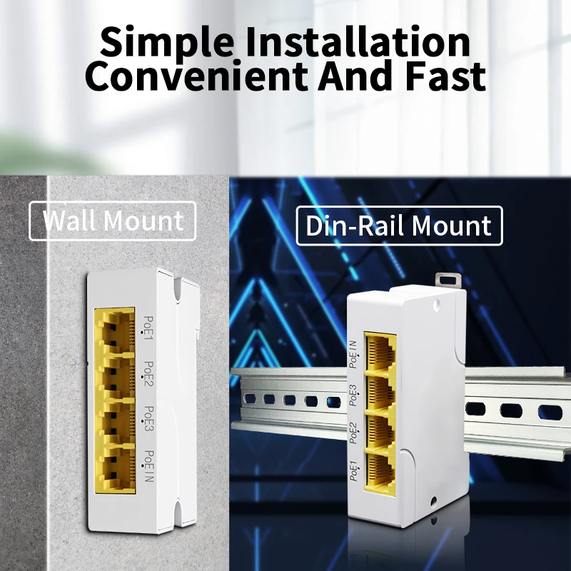 Horaco 4 Port Gigabit Poe Extender 100/1000M Hálózati Kapcsoló Ismétlő Ieee802.3Af/At Plug ...