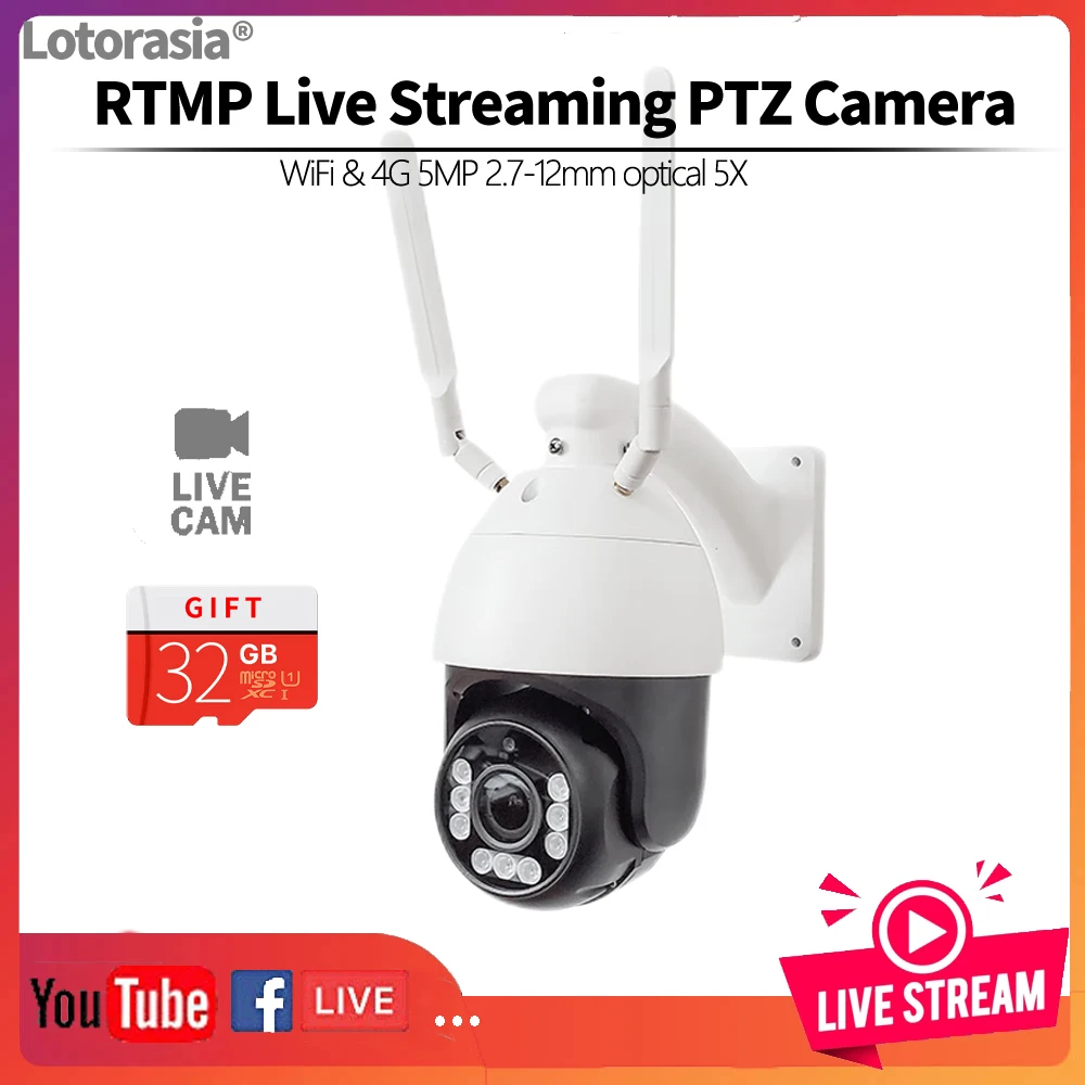RTMP Live Streaming 4G WIFI CCTV ao ar livre 3. Câmera 5 Polegada PTZ ...