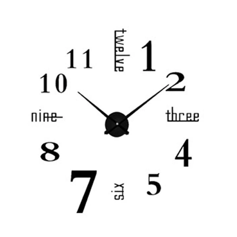 3d Mini Wall Quartz Clock Mirror Wall Stickers Creative Diy Wall Clocks ...