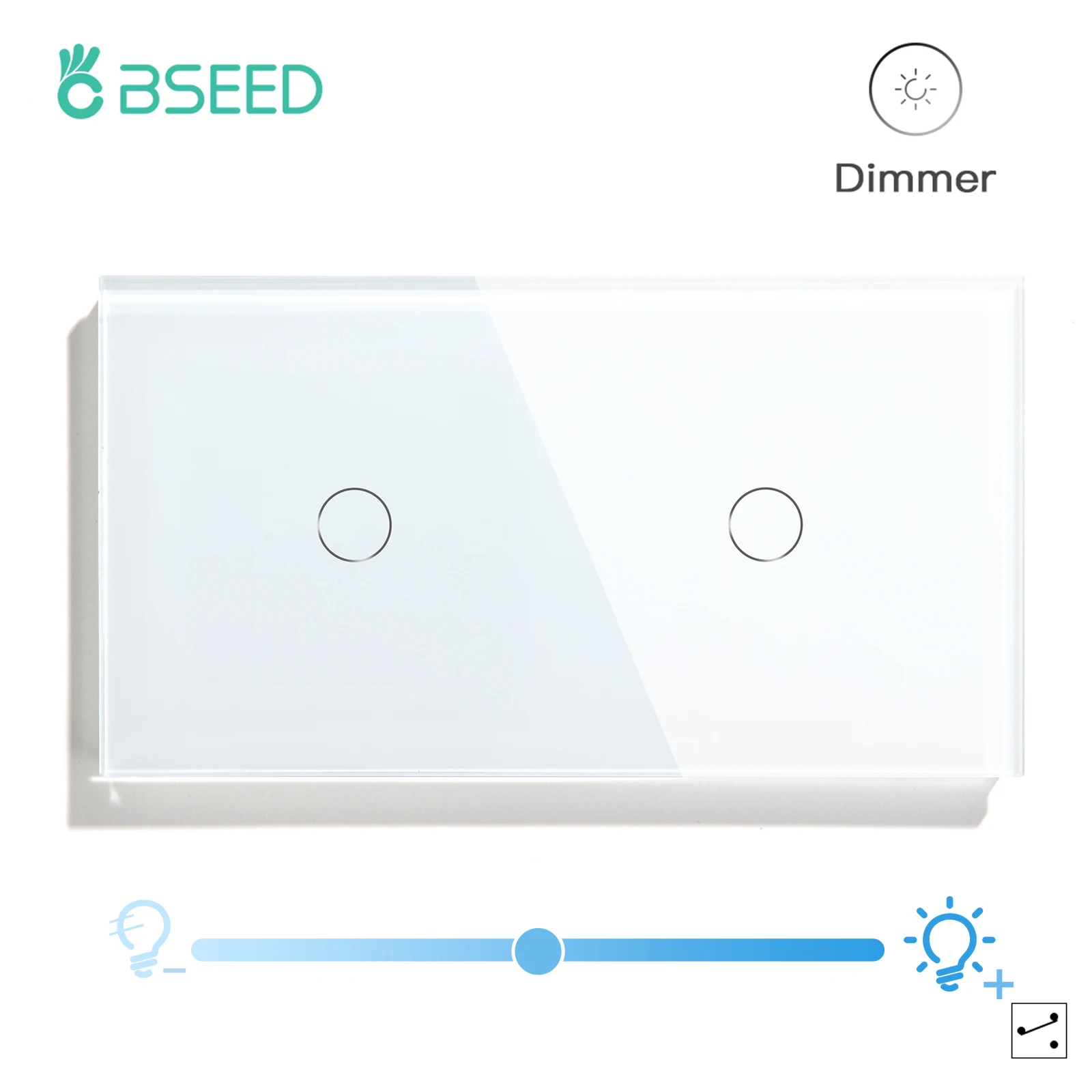 Bseed 밝기 조절 Led 조명 스위치 더블 1 갱 2 웨이 터치 스위치 조광기 Eu 표준 화이트 블랙 골든 강화 크리스탈