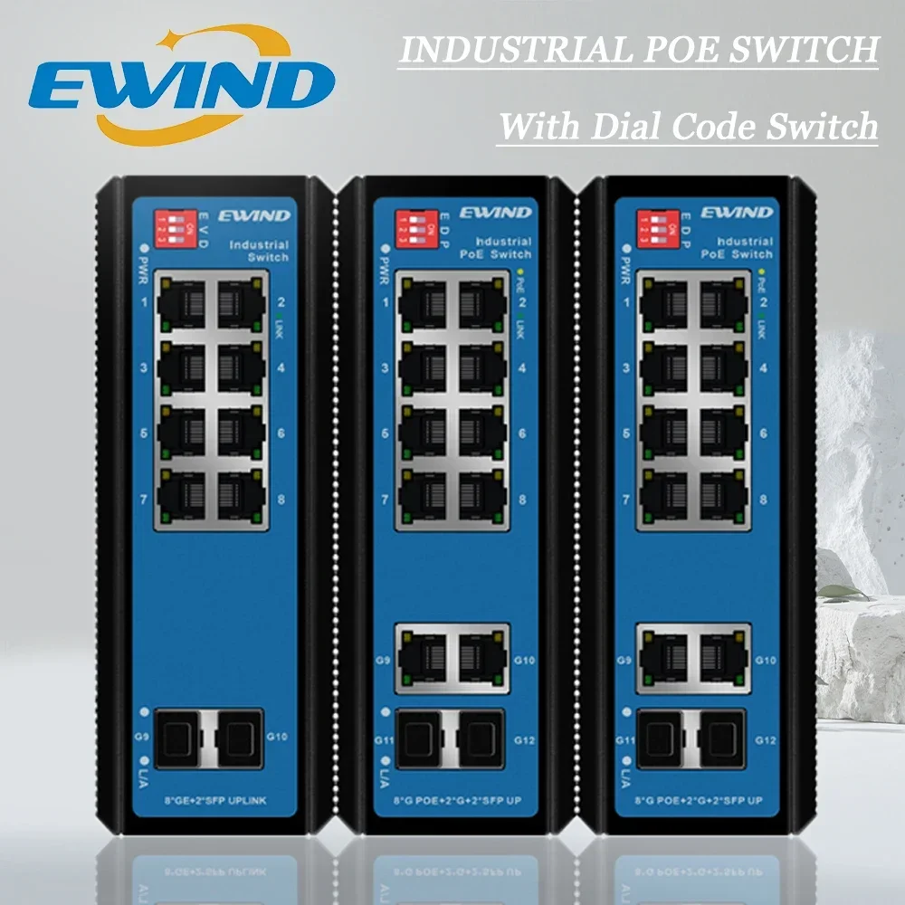 EWIND-Industrial-POE-Switch-12-Ports-10-100-1000M-Gigabit-Uplink ...