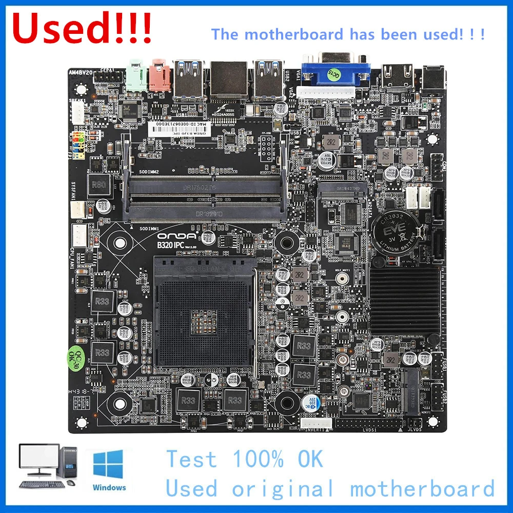 For Onda B320-IPC MINI ITX DC 19V 7A Computer USB3.0 M.2 Nvme SSD Motherboard AM4 DDR4 A320 ...