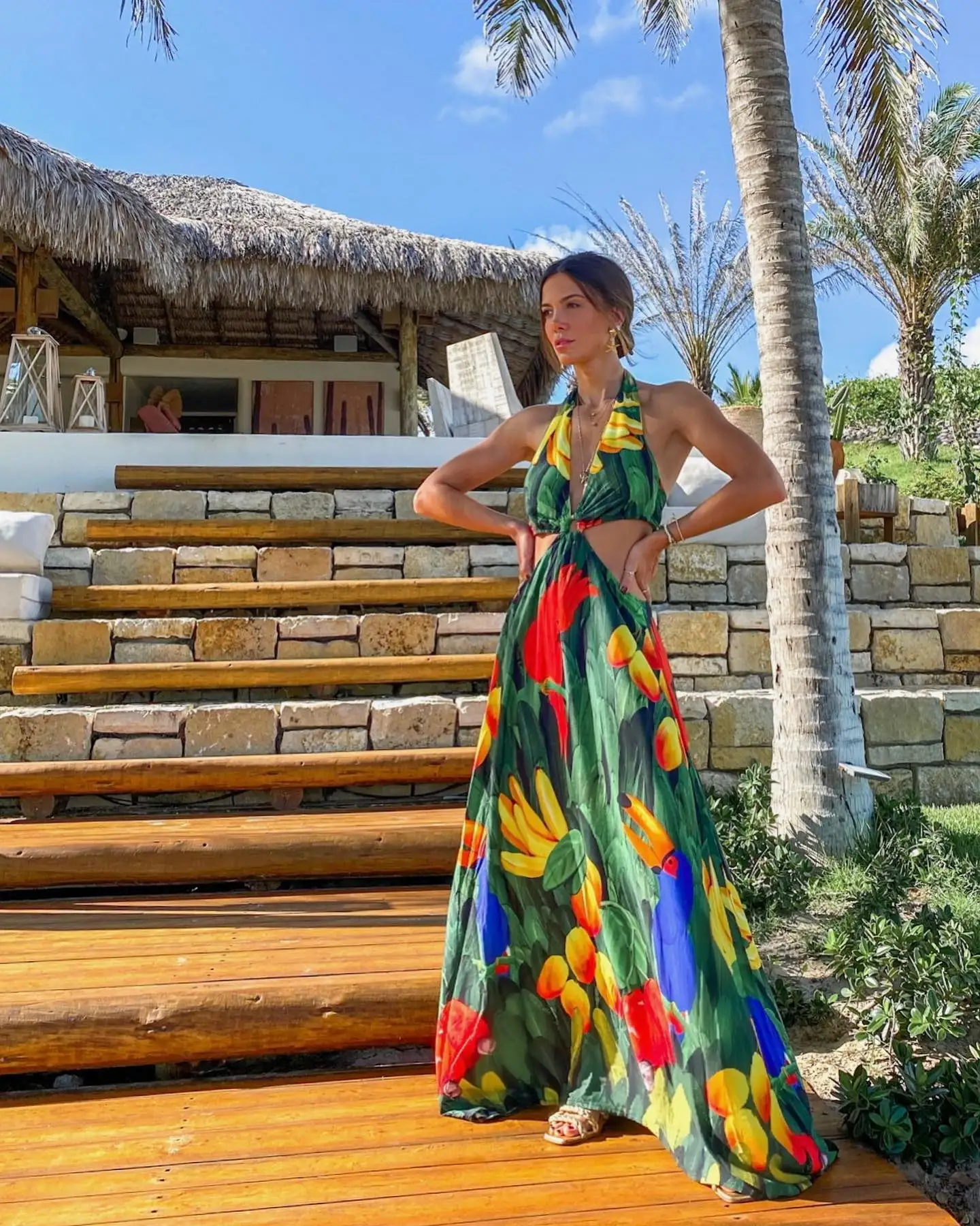 2024-Summer-Holiday-Beachwear-Beach-Outing-Robe-Floral-Printed-Bandage ...