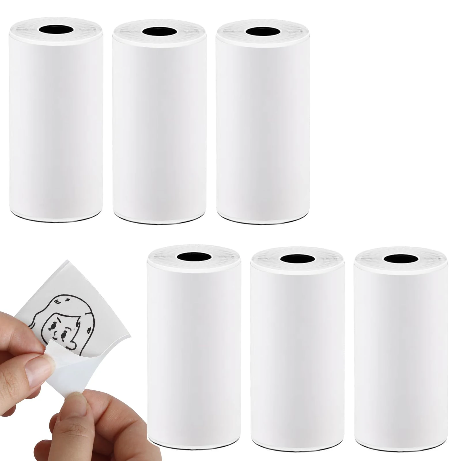 6-Rolls-Mini-Printer-Sticker-Thermal-Paper-Compatible-M02-T02-White ...