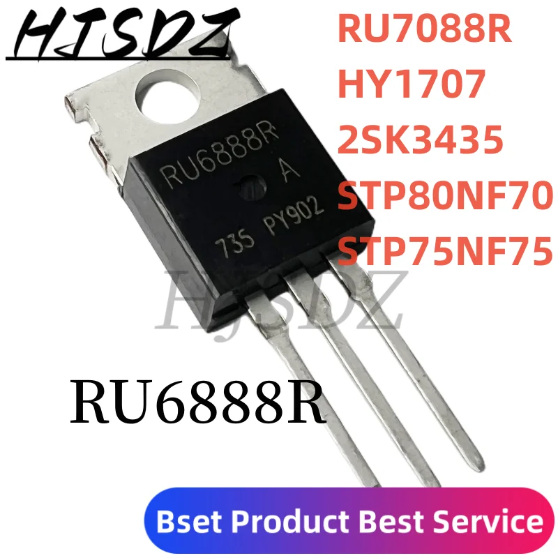 10-Uds-P75NF75-RU6888R-HY1707-HY1707P-RU7088R-2SK3435-K3435-STP75NF75 ...