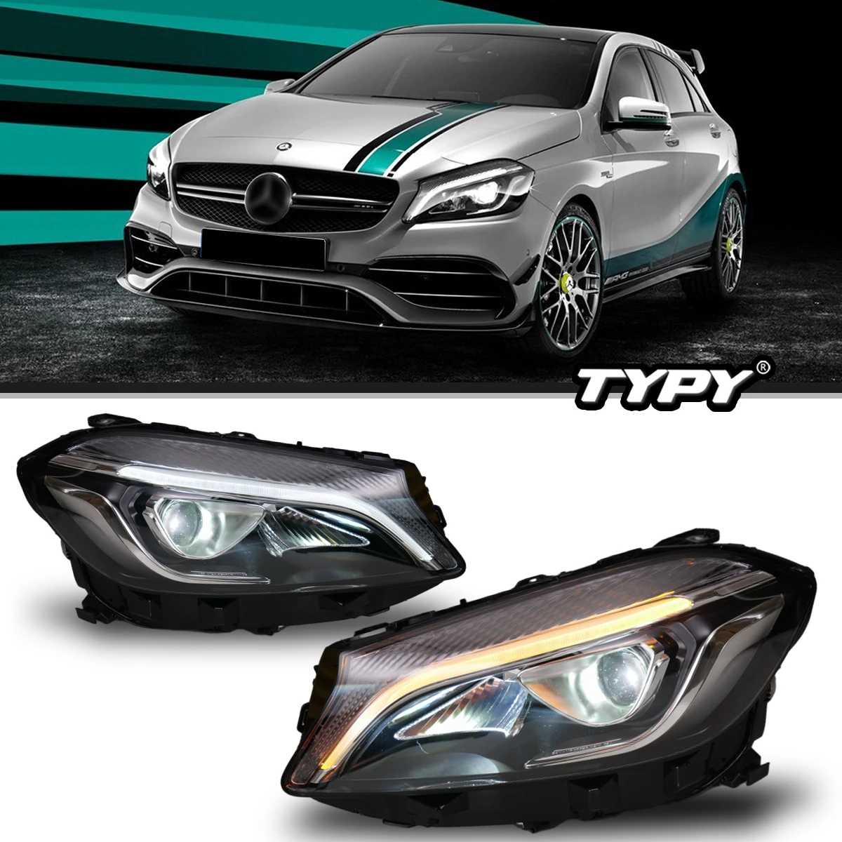 TYPY-Car-Headlights-For-Mercedes-Benz-A-Class-W176-2013-2018-LED-Car ...
