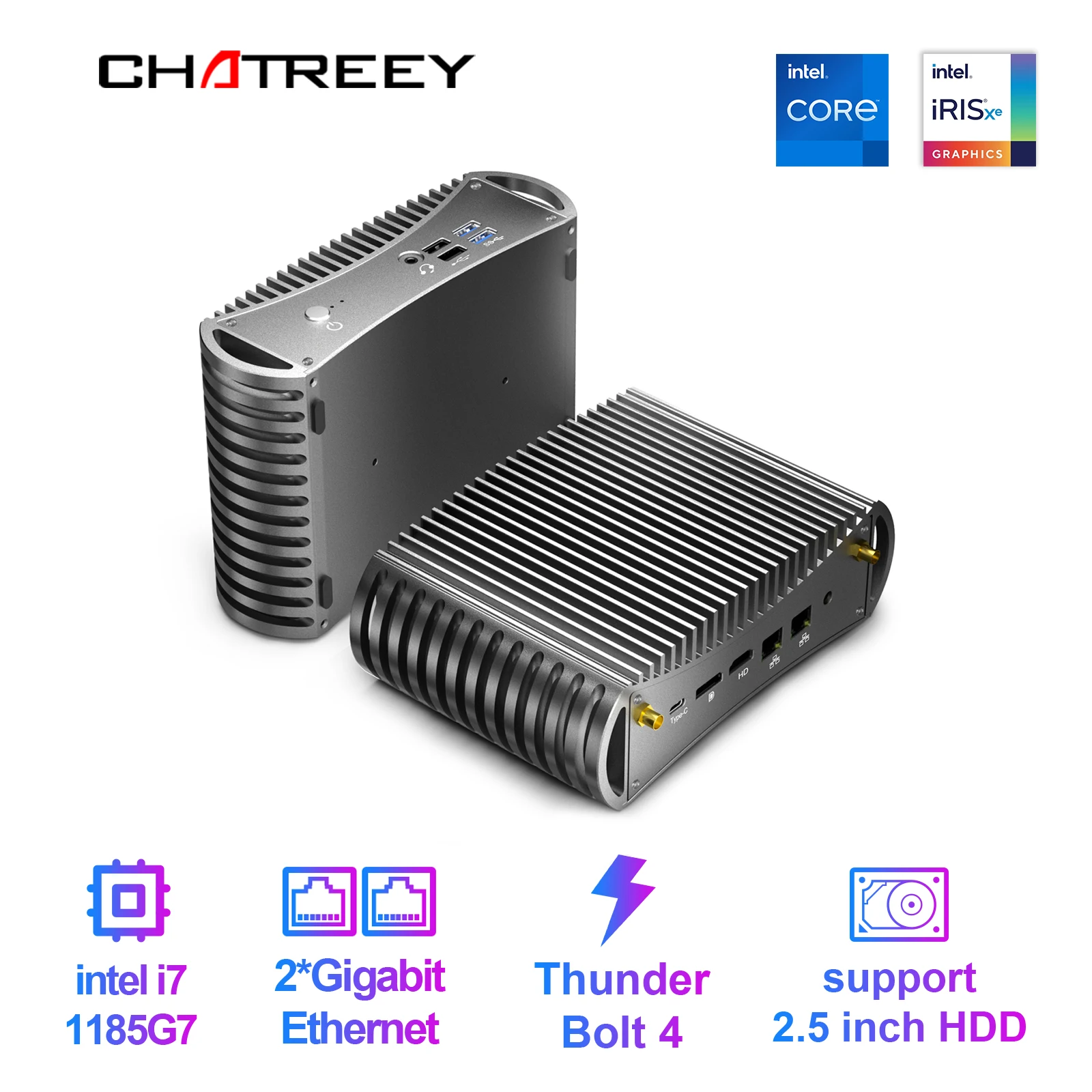 11th Intel Core i7 1185G7 i5 1145G7 Chatreey TK11-F Mini PC NVMe SSD ...