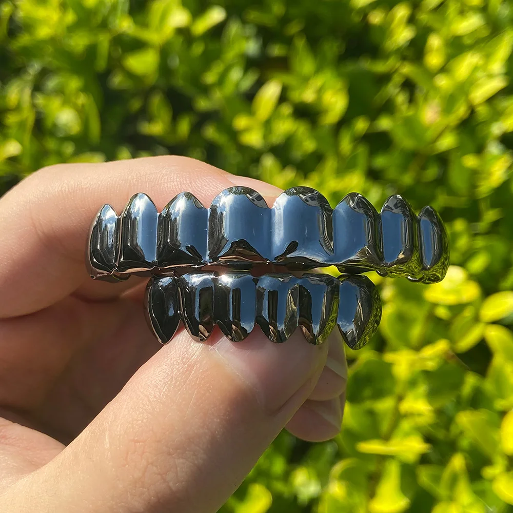 RACHELZ-Hip-Hop-8-6-Black-Teeth-Grillz-Punk-Top-Bottom-Tooth-Caps-Decor ...