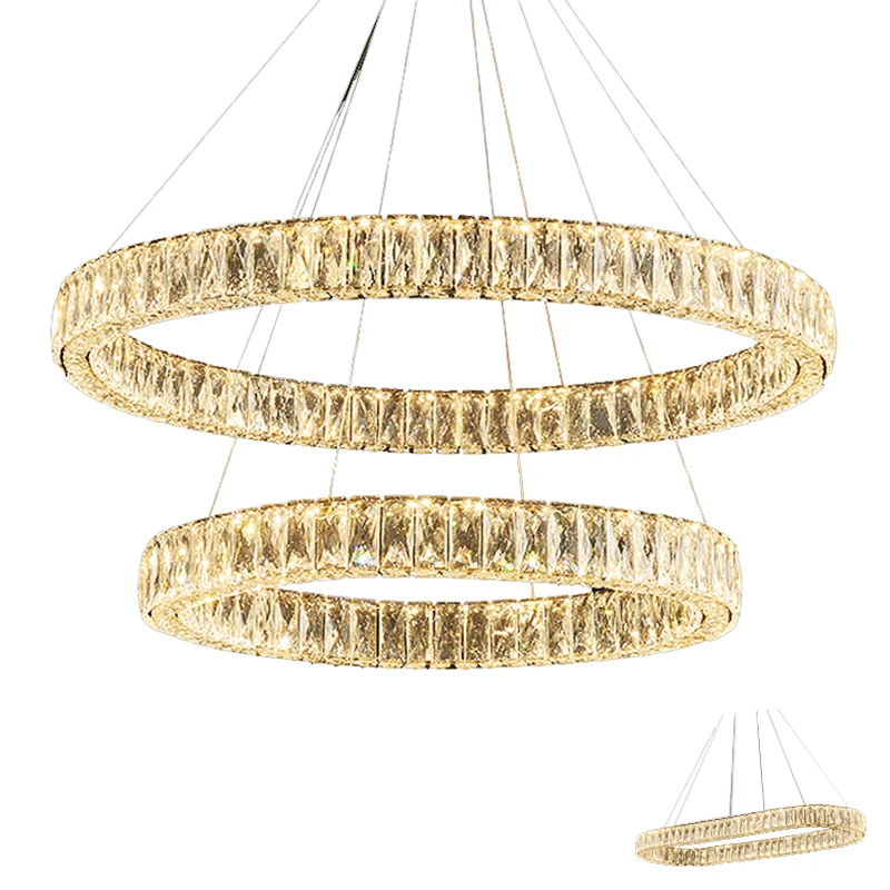 Chandeliers Living Room Lamps Led Crystal Circle | Round Crystal ...