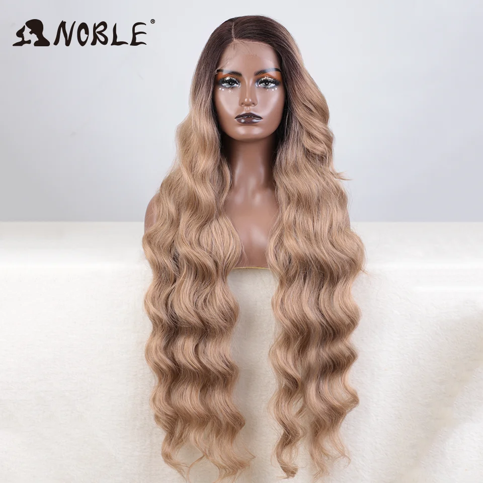 Noble Synthetic Lace Front Wig Long Wavy 36 " Body Wavy Side Part Lace ...