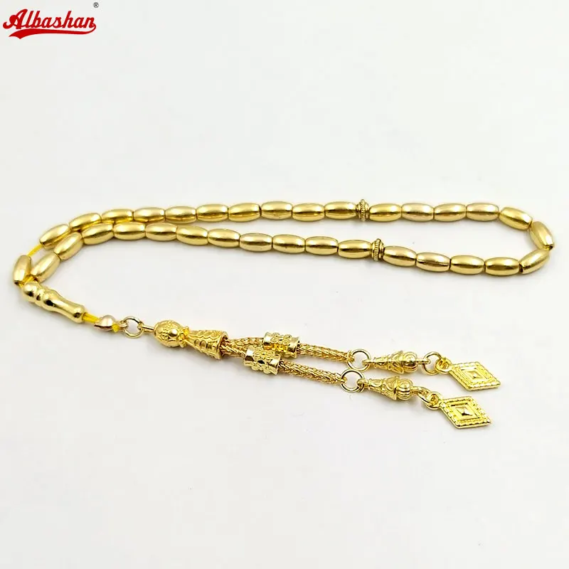 Tasbih-Metal-gold-Color-4x7mm-33-beads-muslim-Rosary-paryer-bracelet ...