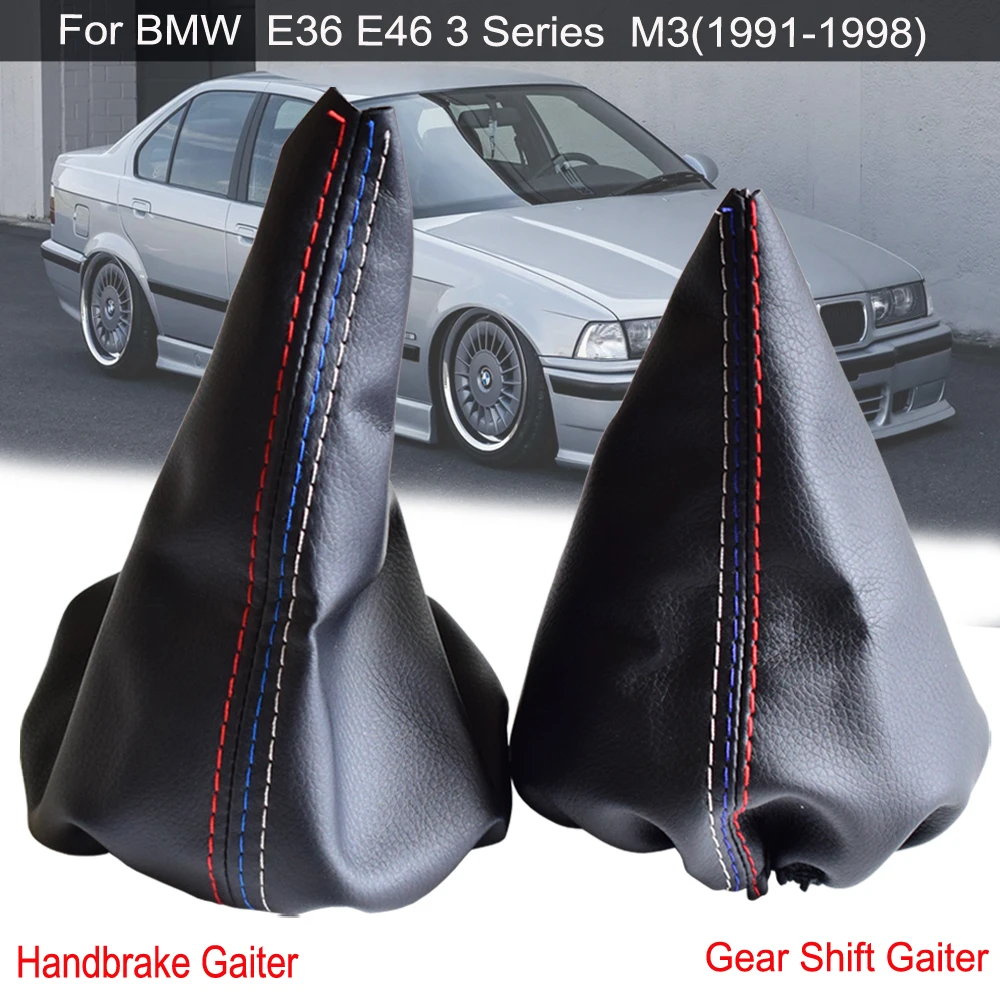 Black-Leather-Boot-Cover-Gear-Shift-Stick-Lever-Shifter-Knob-For-BMW ...